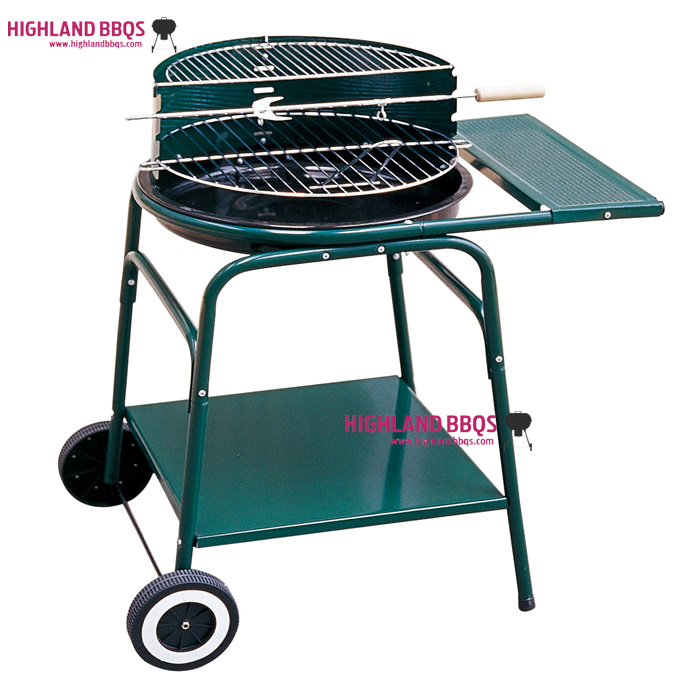 Round charcoal bbq grill with sidetable | HIGHLAND BARBECUES