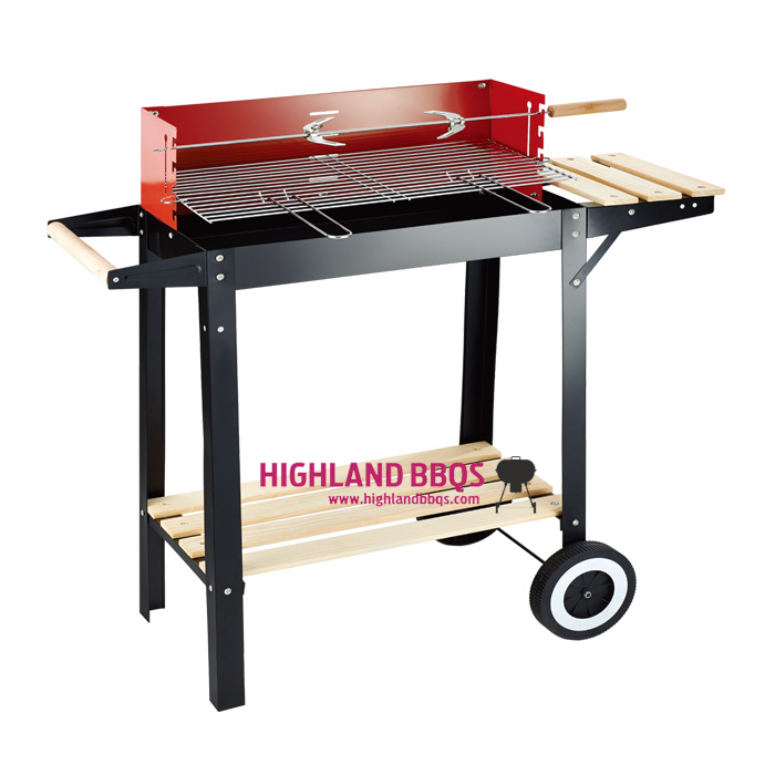 Rectangle bbq grill with sidetable and trolley | HIGHLAND BARBECUES